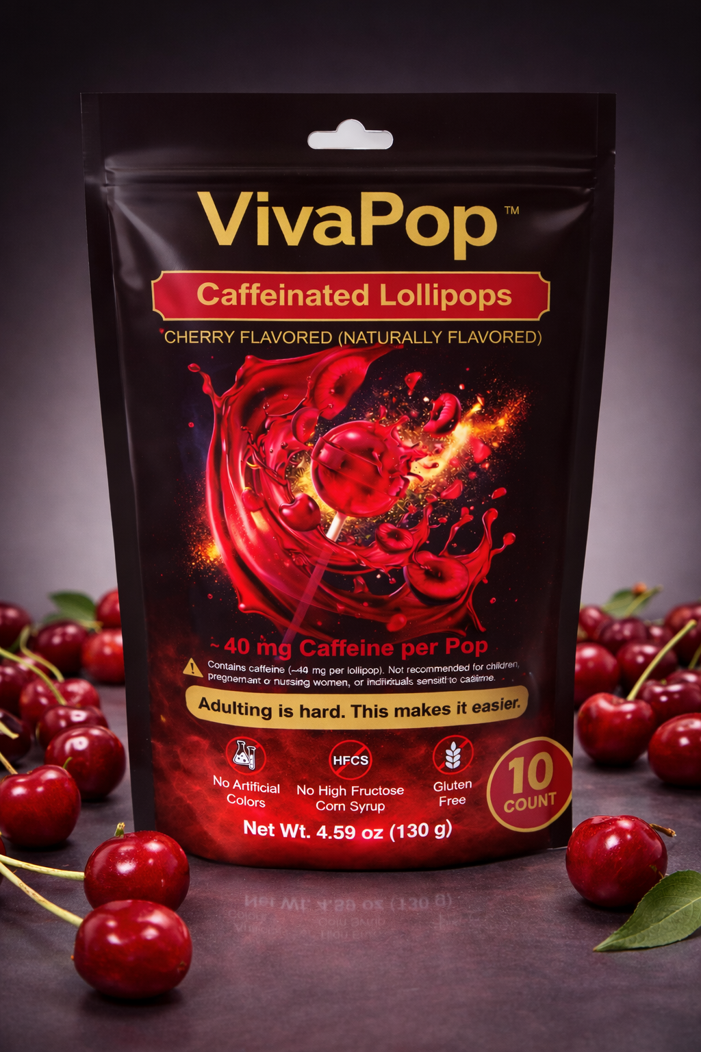 VivaPop Caffeinated Lollipops | 40mg Natural Caffeine | Dazzler USA